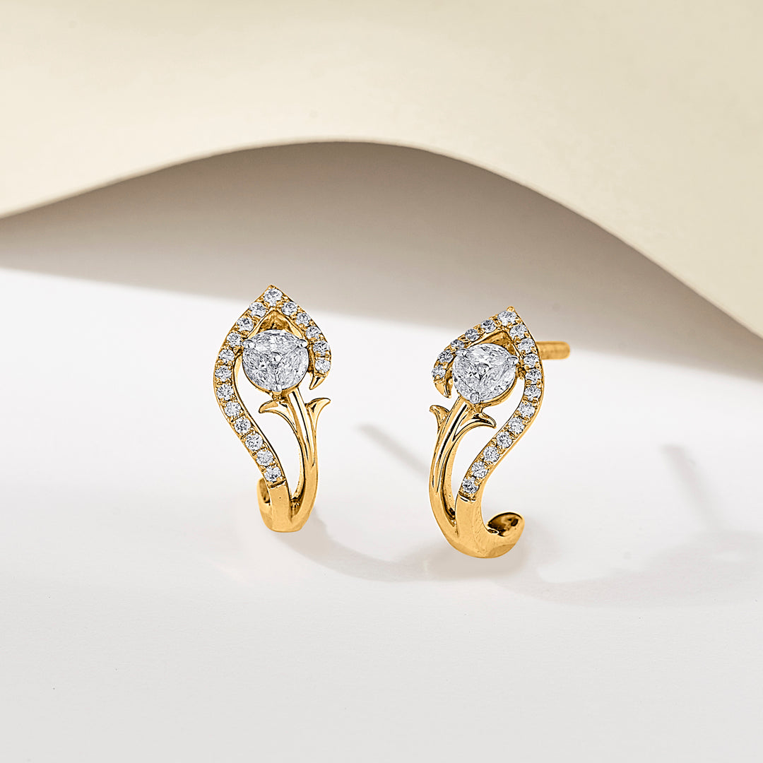 Twist Bloom Yellow Gold Hoops & Huggies Earring for Woman – PNG Jewellers