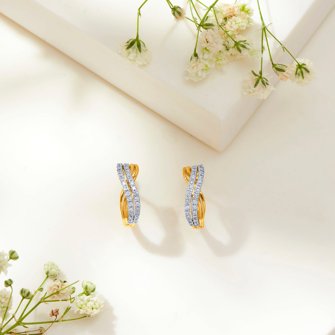 Buy Candor Gold Diamond Hoops Huggies Earring For Women Online at Best ...